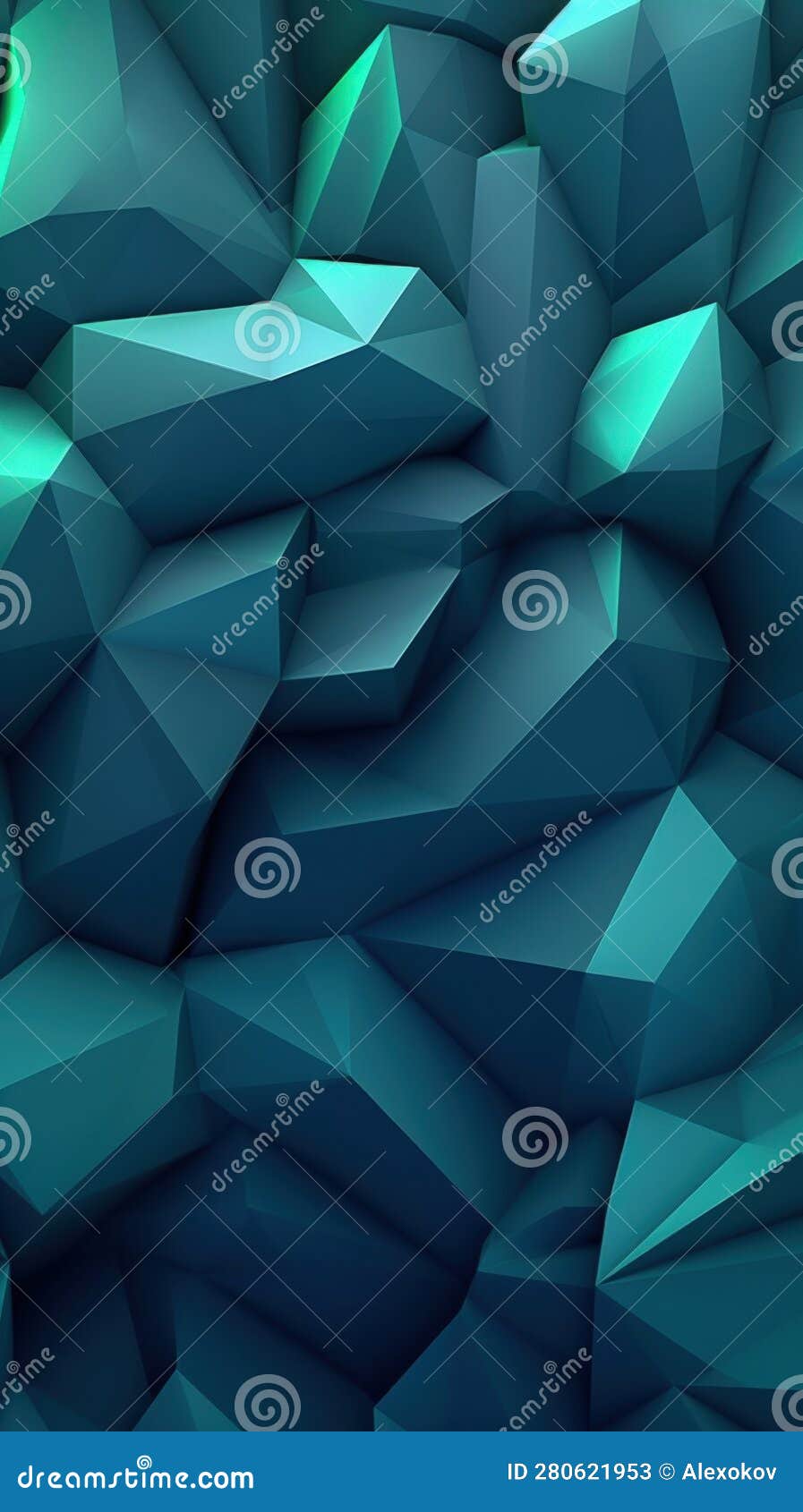 Sharp Angles in Dark Blue and Emerald Abstract Background . Stock ...