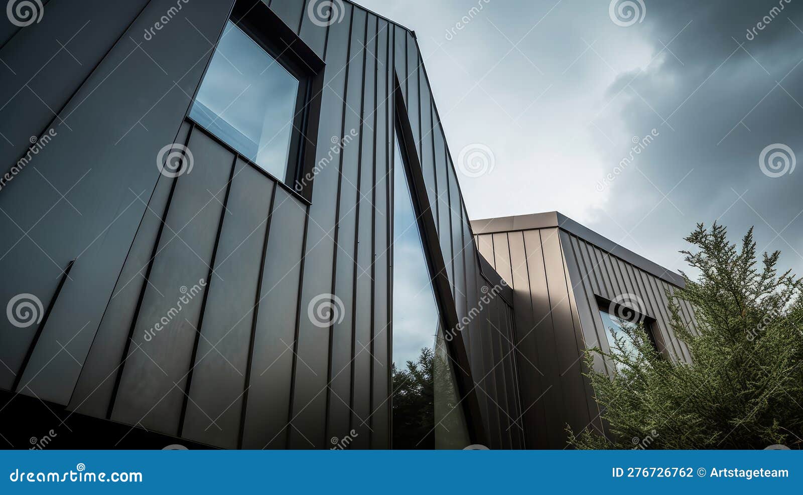 Sharp, Angular Rooflines with a Sleek Metal Finish. AI Generated Stock ...
