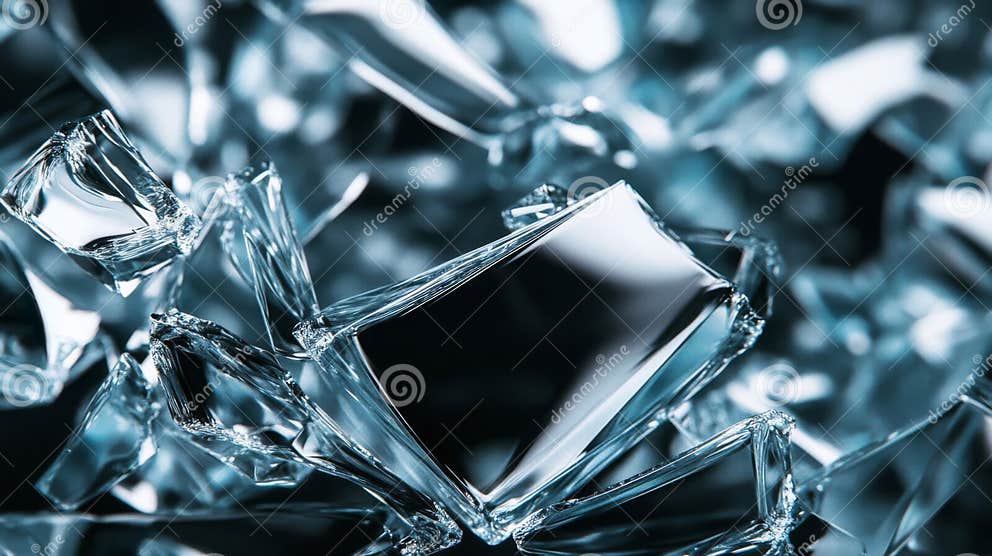 Sharp, Angular Shards of Shattered Glass, Reflecting Light Stock ...