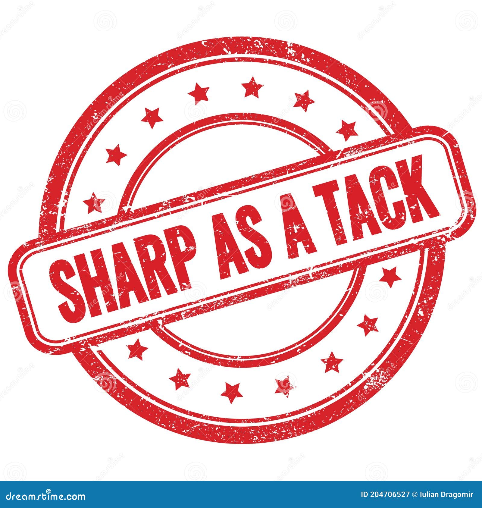 SHARP AS a TACK Text on Red Grungy Round Rubber Stamp Stock ...