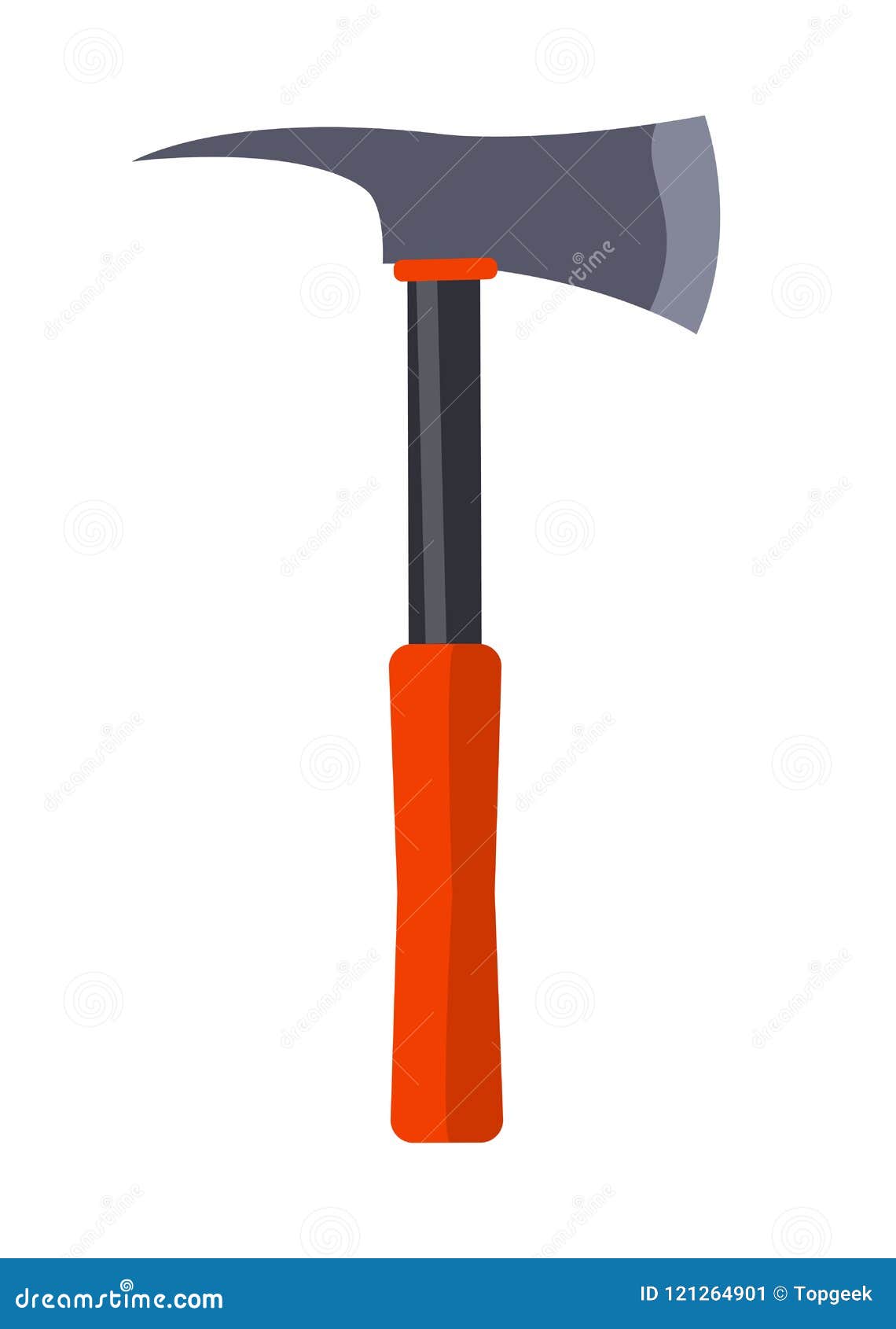 Sharp Axe with Handle in Red Color on White Stock Vector - Illustration ...