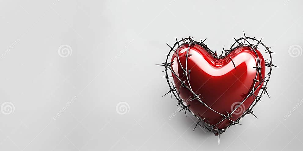 Sharp Barbed Wired Around a Red Heart. Stock Illustration ...