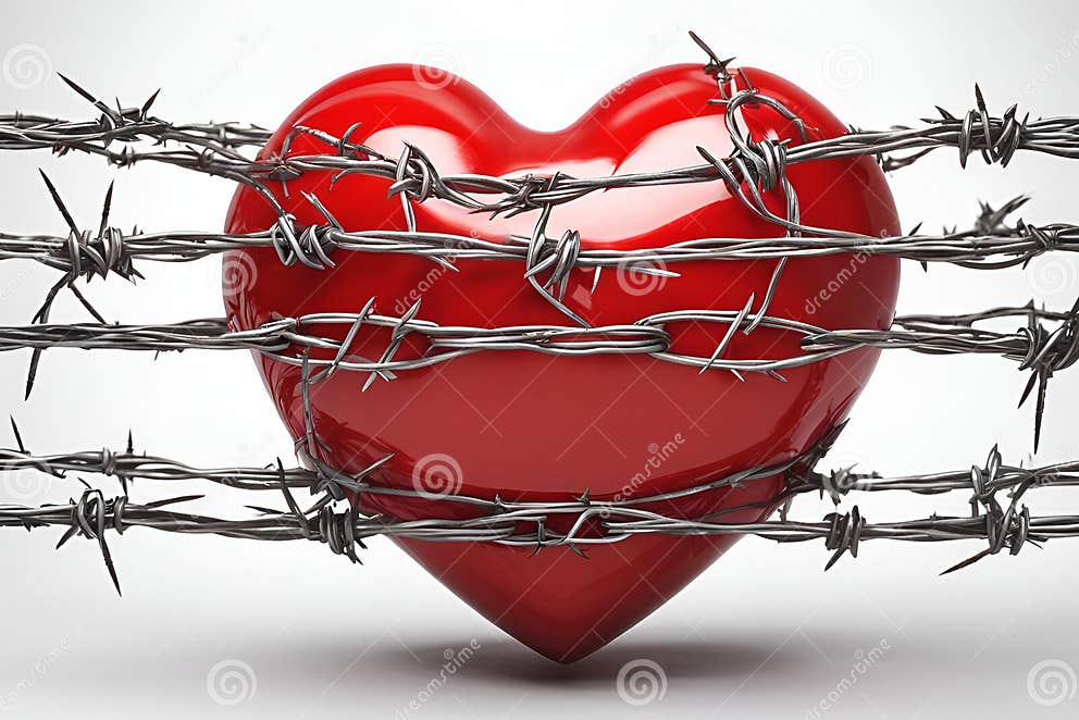Sharp Barbed Wired Around a Red Heart. Stock Illustration ...