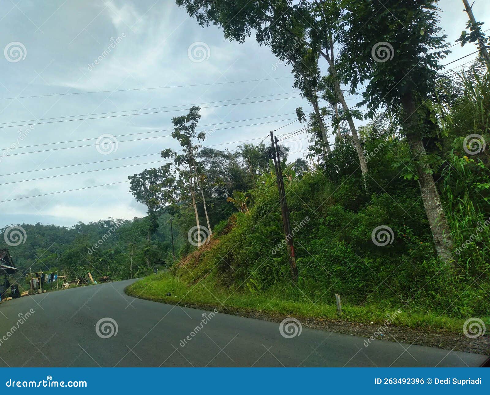 A Sharp Bend on a Lonely Road in a Village Stock Photo - Image of road ...