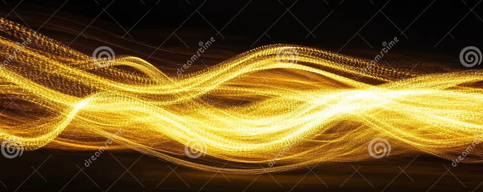 Sharp, Bright Yellow Light Trails Slashing through the Dark, Creating ...