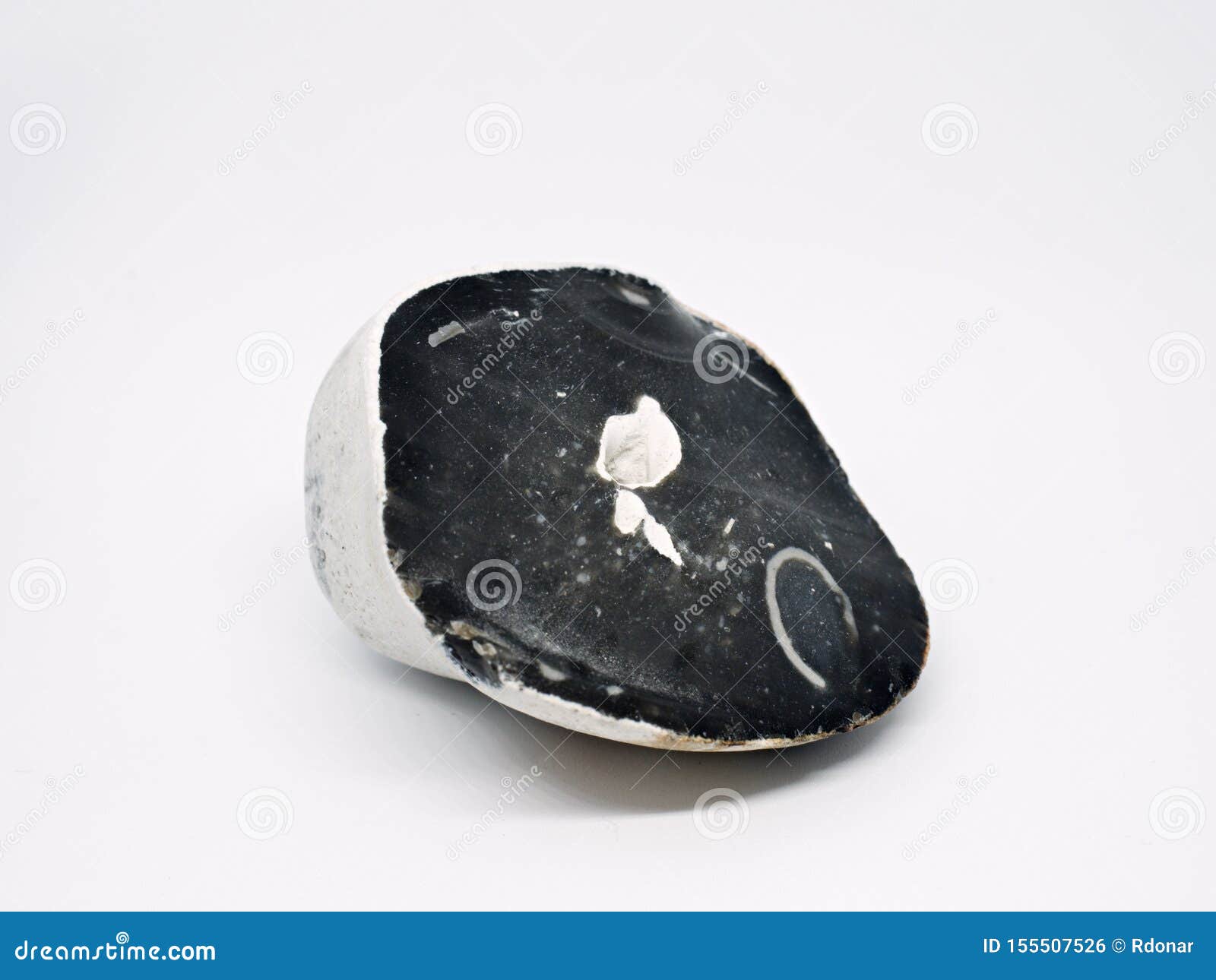 Sharp Broken Basalt Stone with Some Cavity Inside, Isolated Stock Photo ...
