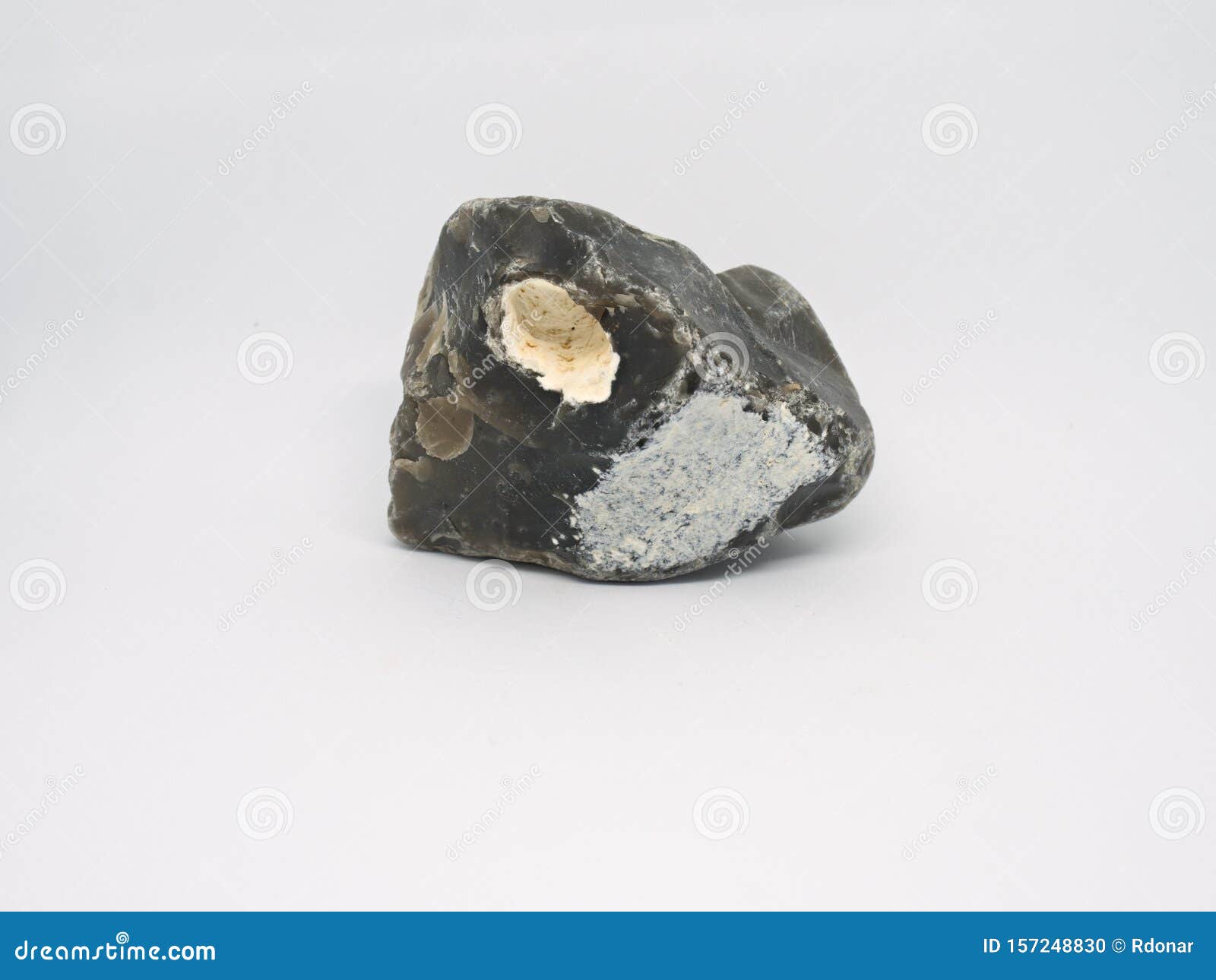 Sharp Broken Basalt Stone with Some Cavity Inside, Isolated Stock Photo ...