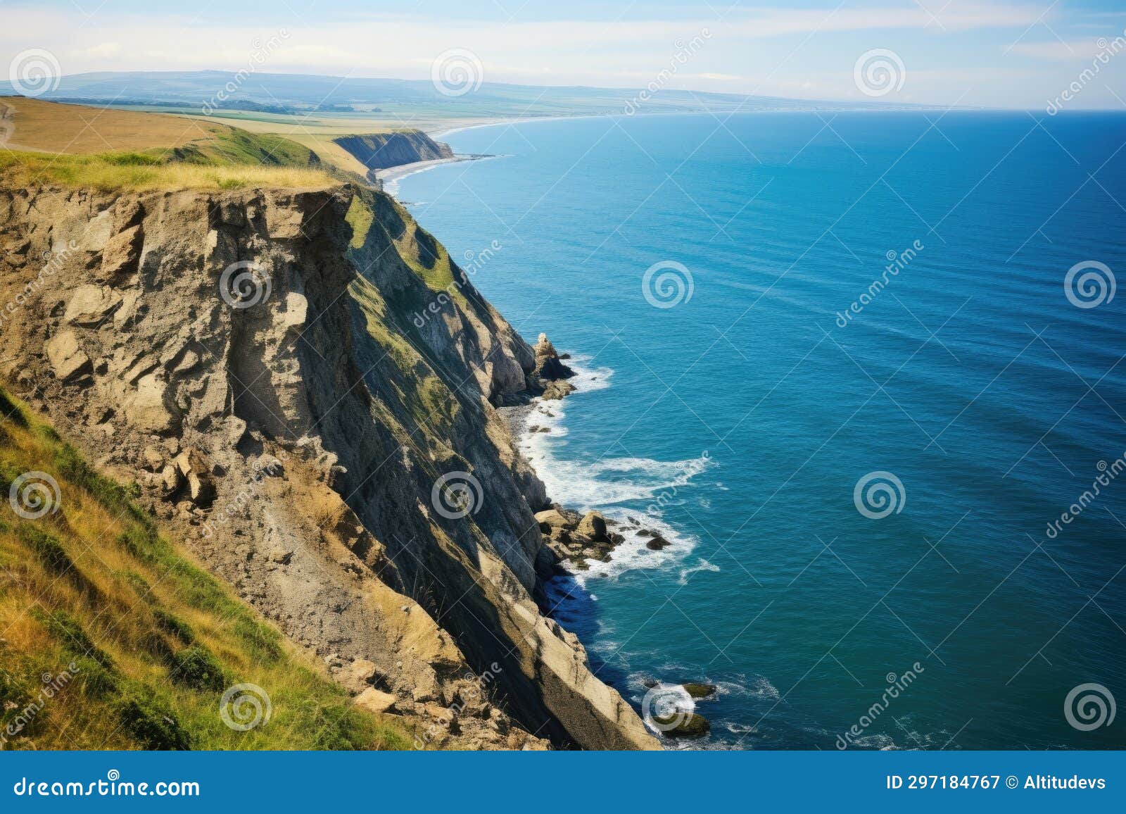 Sharp Cliff Edge Overlooking an Ocean Stock Illustration - Illustration ...