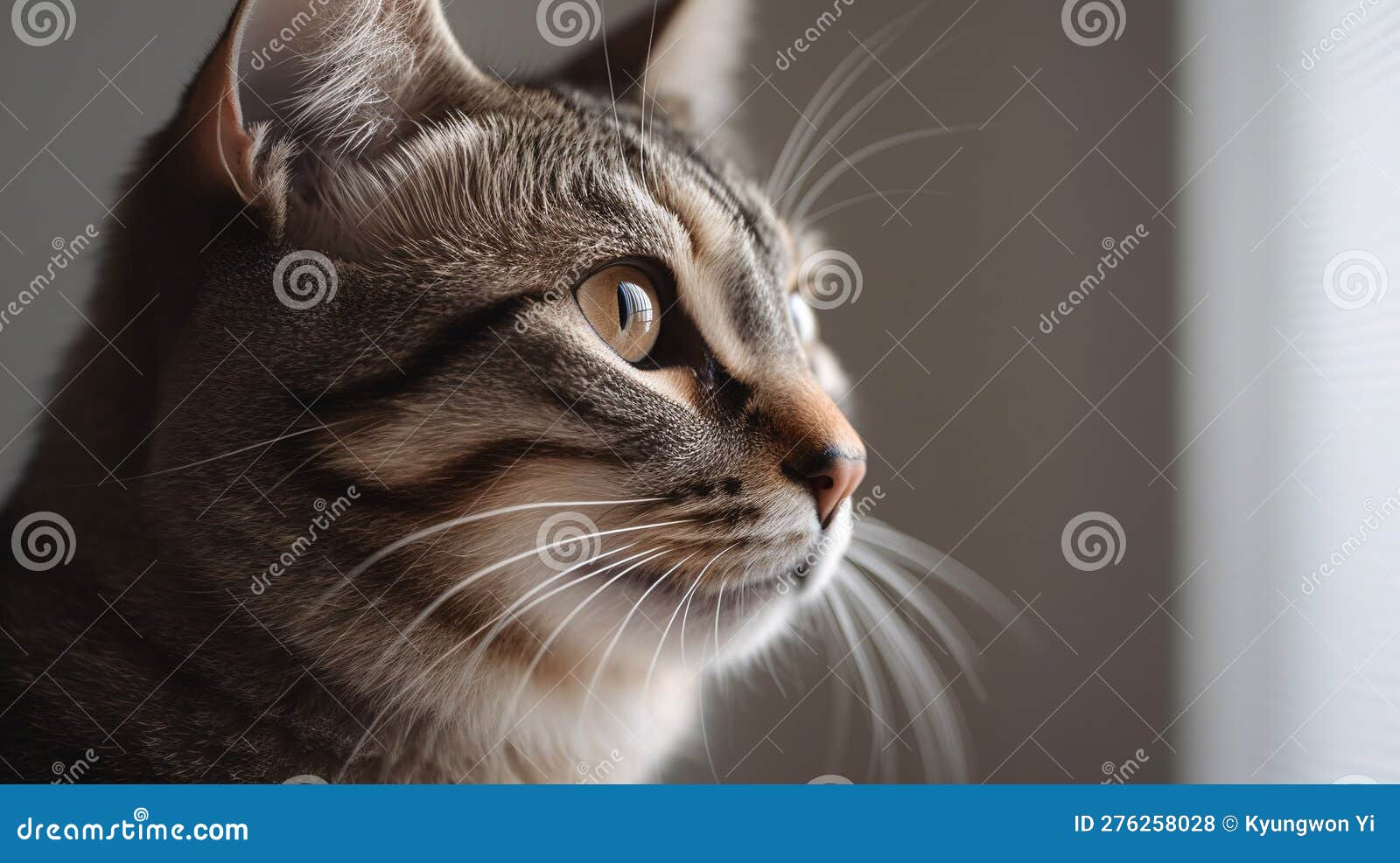 Photorealistic Cat Focus Close Up with Plain Background Generative Ai ...