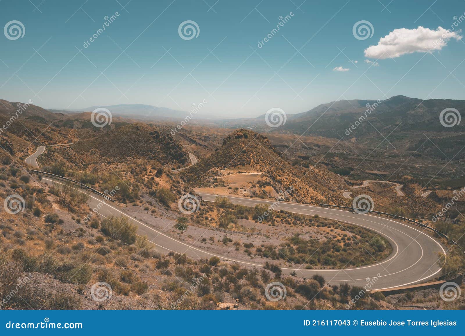 Sharp Closed Curve on a Road that Runs through the Desert Stock Image ...