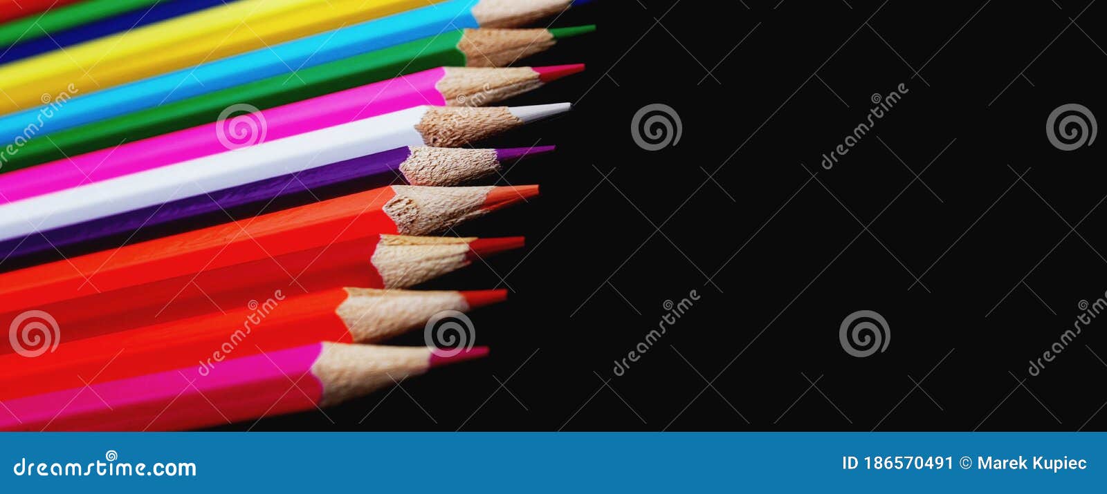 Sharp Colored Pencils on a Black Background Stock Image - Image of ...