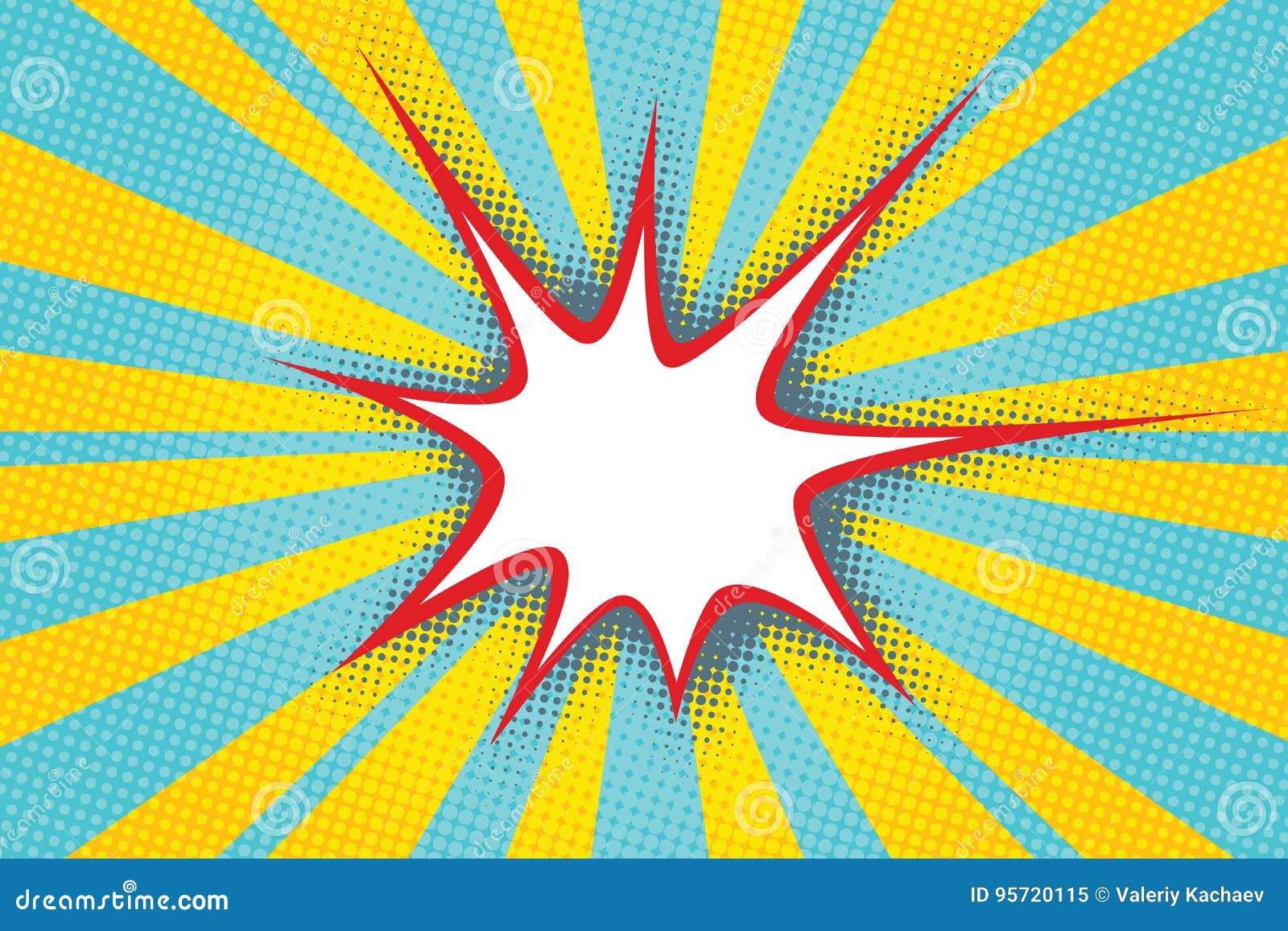 Sharp Comic Bubble Cloud In The Background Of Pop Art Rays Cartoon ...