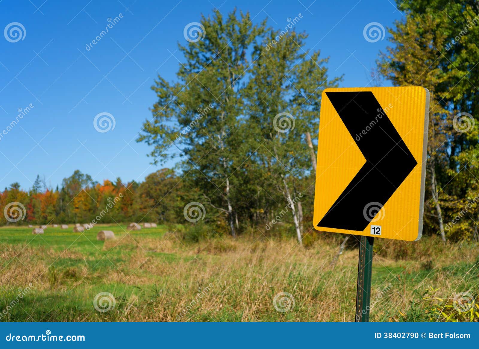 Sharp Corner Sign With Field In Background Stock Photo | CartoonDealer ...