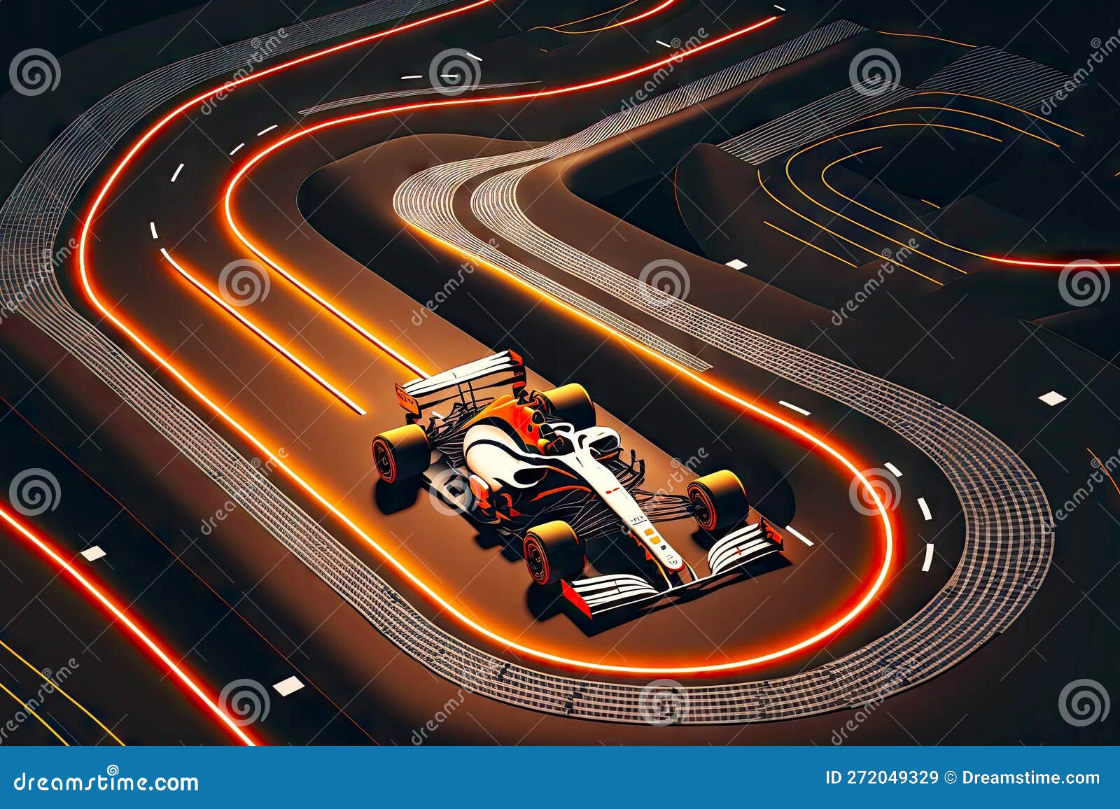 Sharp Corners and Lit Racing Track for Formula One Racing, Generative ...