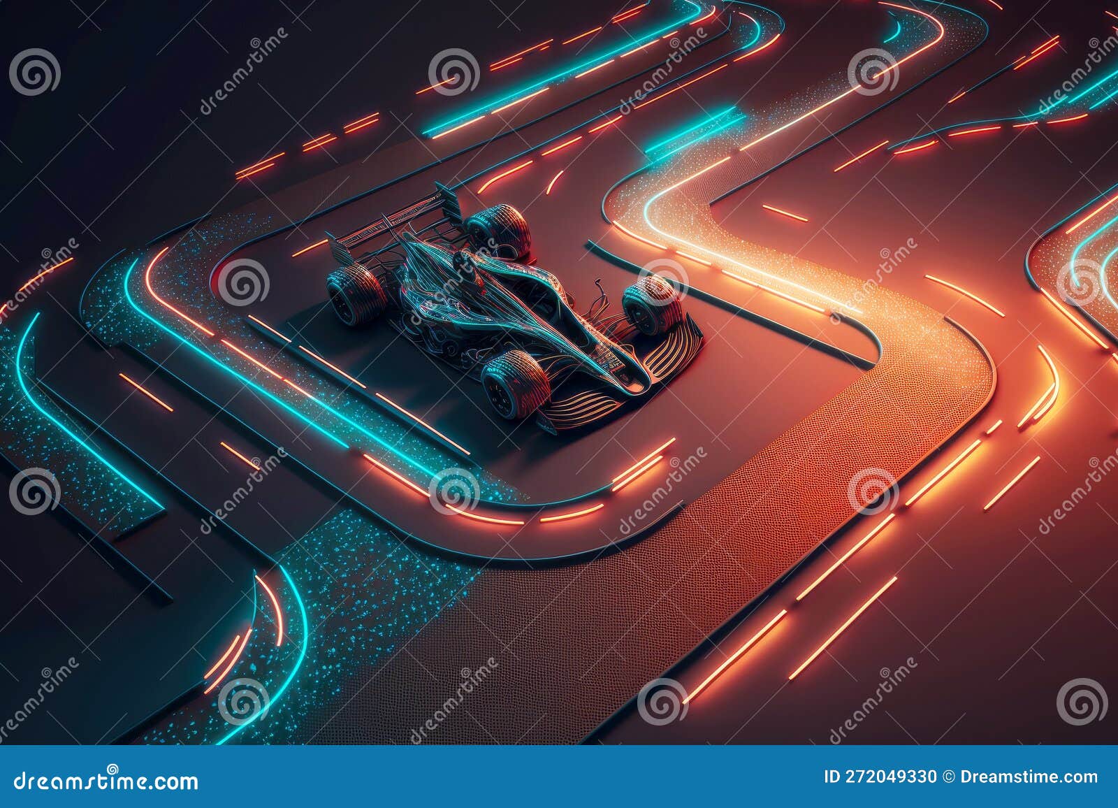 Sharp Corners and Lit Racing Track for Formula One Racing, Generative ...