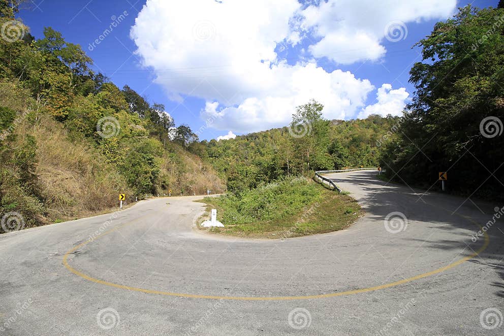Sharp Curve of Asphalt Road Stock Image - Image of sharp, emergency ...