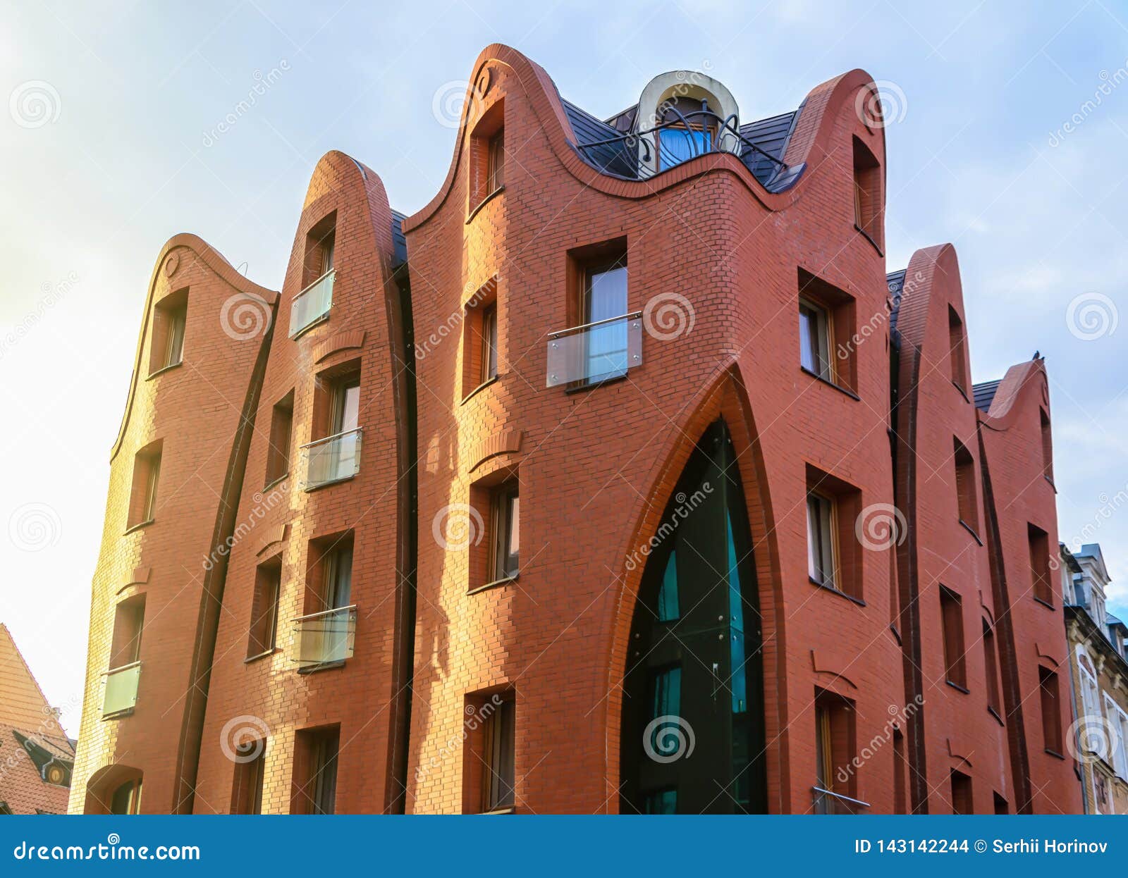 Sharp Curve Hotel Building Architecture Facade in Gdansk, Poland Stock ...