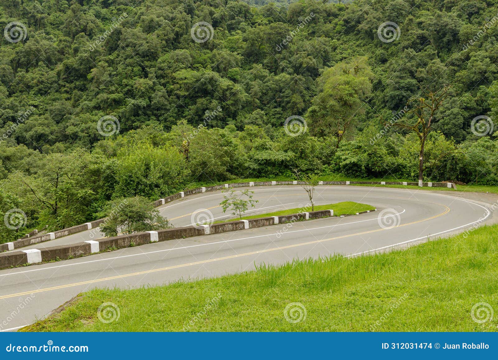 Sharp Curve on a Mountain Route Surrounded by Vegetation Stock Photo ...