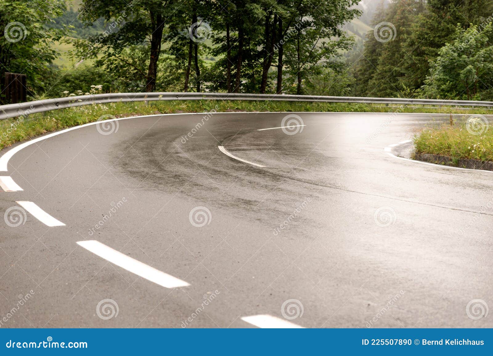 Sharp Curve in the Mountains after the Rain Stock Photo - Image of ...