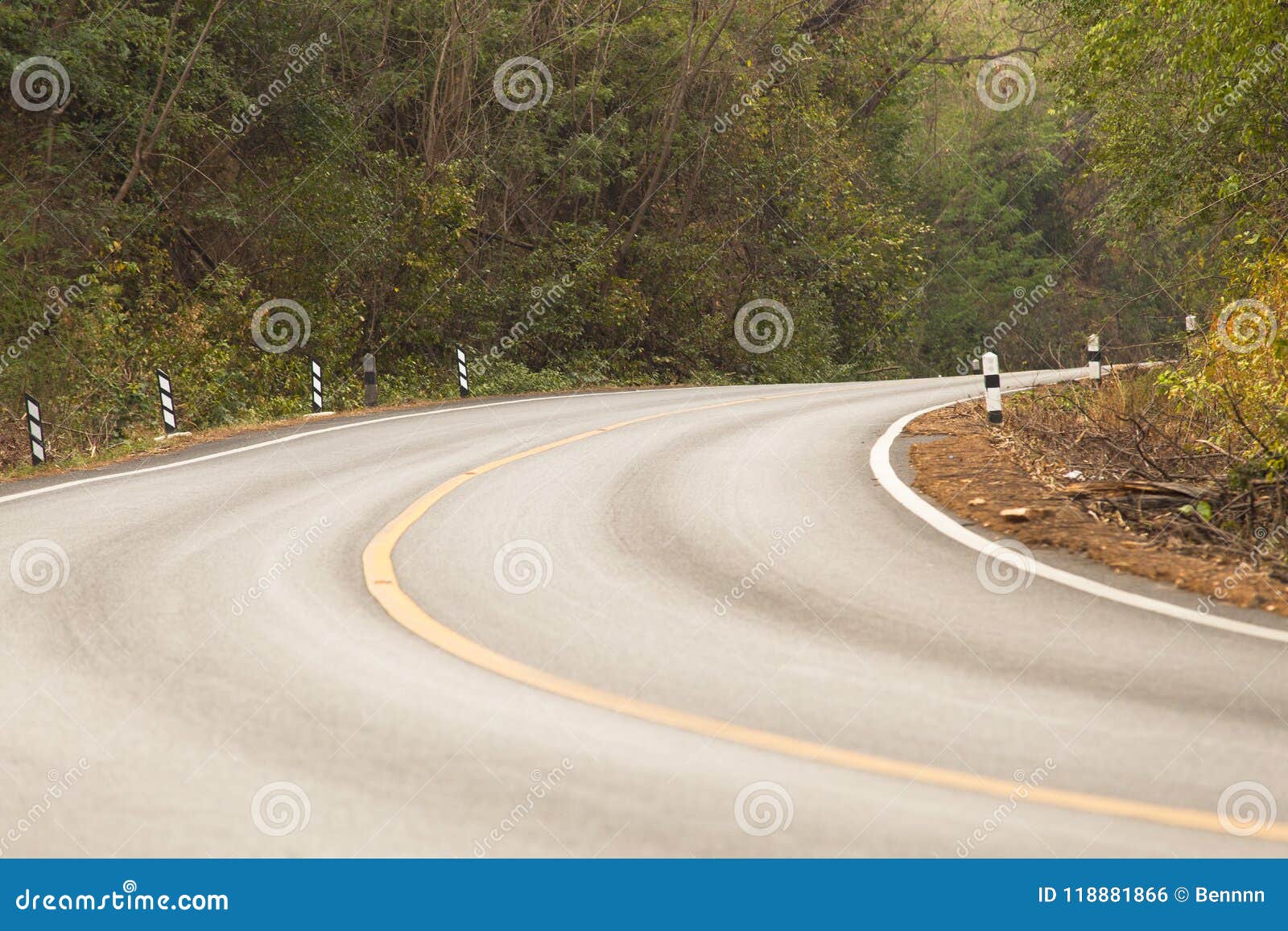 Sharp Curve Road in Forest Hill Stock Photo - Image of perspective ...