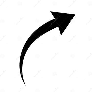 Sharp Curved Arrow Icon. Vector Black Rounded Arrow. Direction Pointer ...