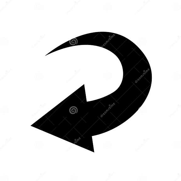 Sharp Curved Arrow Icon. Vector Black Rounded Arrow. Direction Pointer ...
