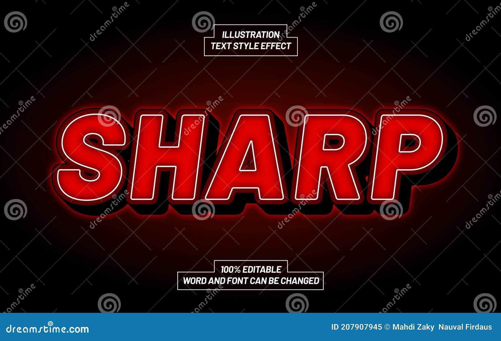 Sharp 3D Bold Text Style Effect Stock Vector - Illustration of edit ...