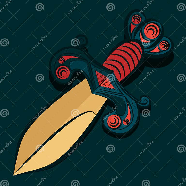 Sharp Dagger with Barbed Wire Stock Vector - Illustration of grunge ...
