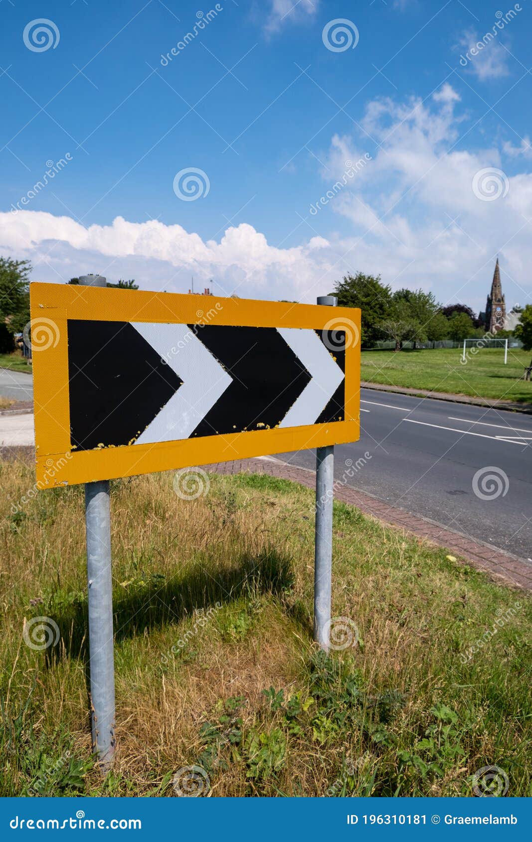 Sharp Deviation of Route Sign Thornton Hough Wirral June 2020 Stock ...