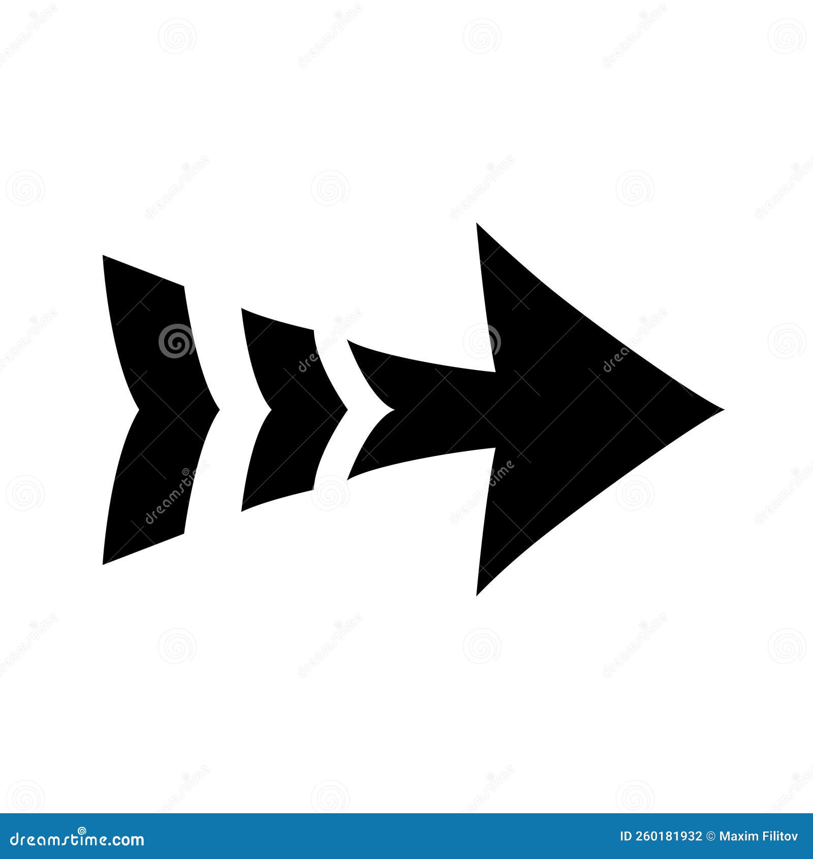 Sharp Dotted Arrow Icon. Curved Arrow Vector Illustration. Black ...