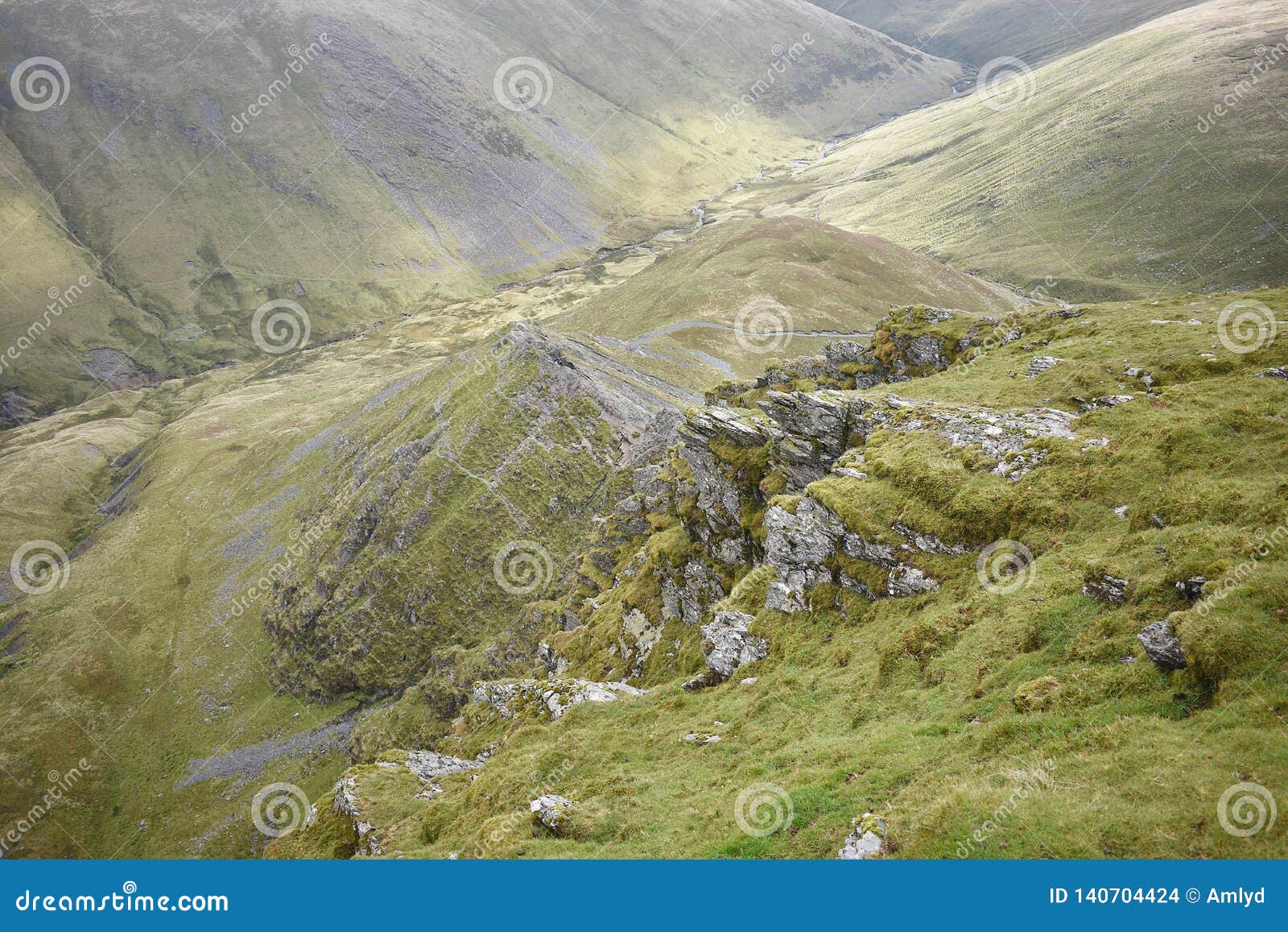 Looking Down from Atkinson Pike, Lake District Stock Photo - Image of ...