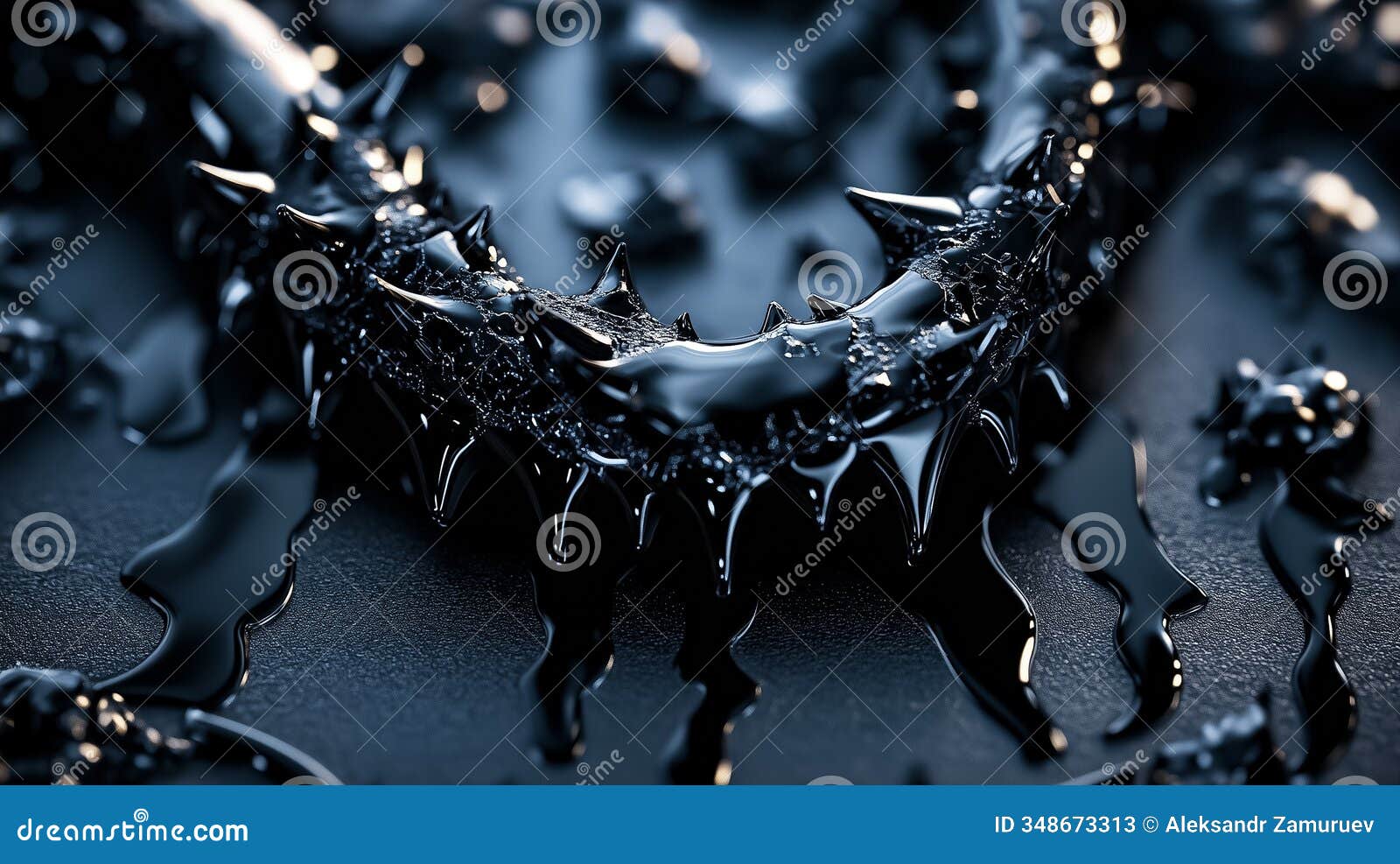 Sharp-edged Dark Scales Drip Thick Black Substance, Creating a Striking ...