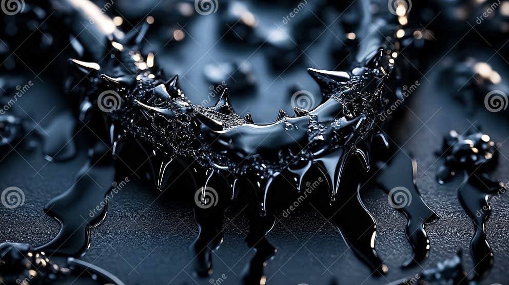 Sharp-edged Dark Scales Drip Thick Black Substance, Creating a Striking ...