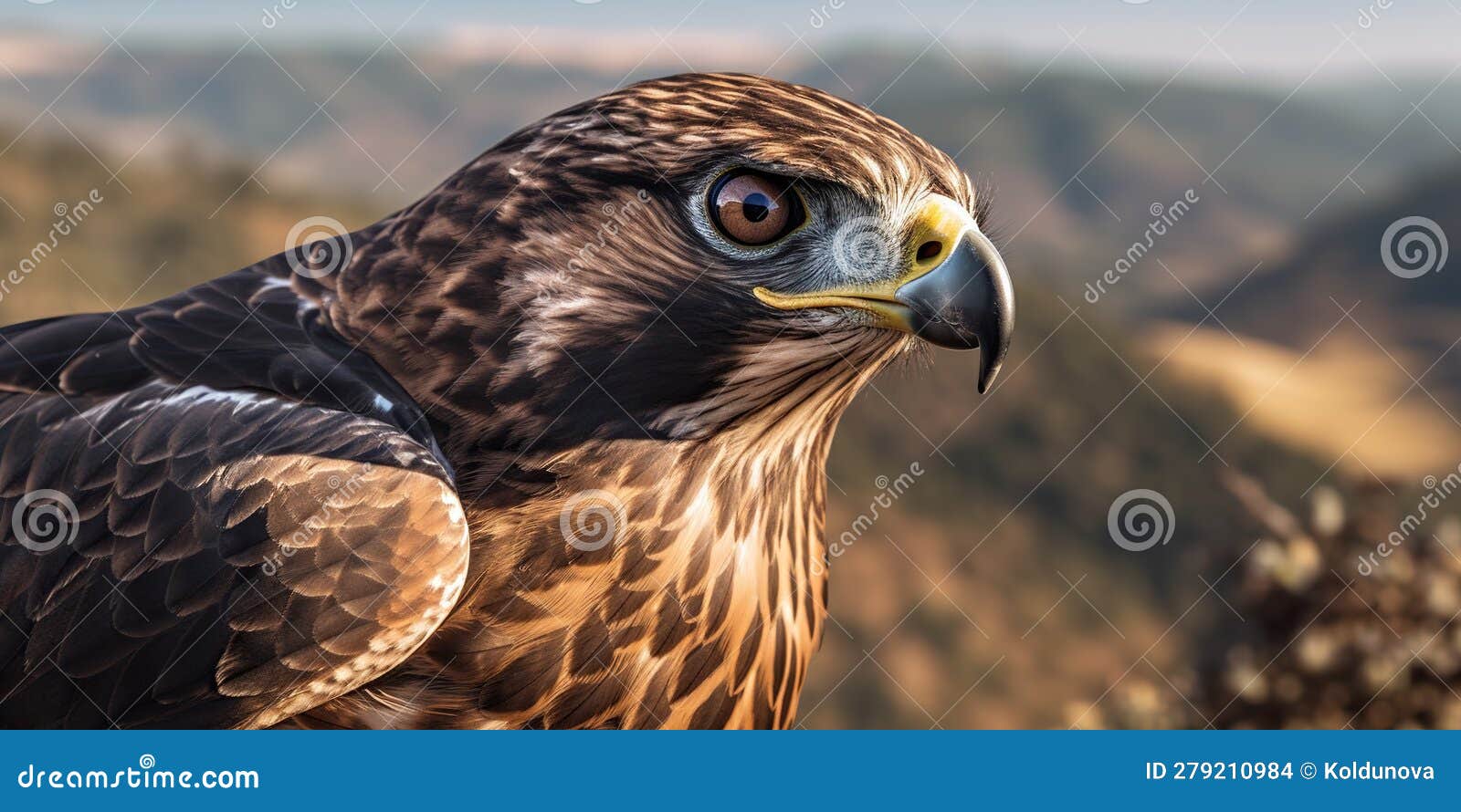 A Sharp-eyed Hawk Scanning the Terrain, Embodying Focused Intent ...