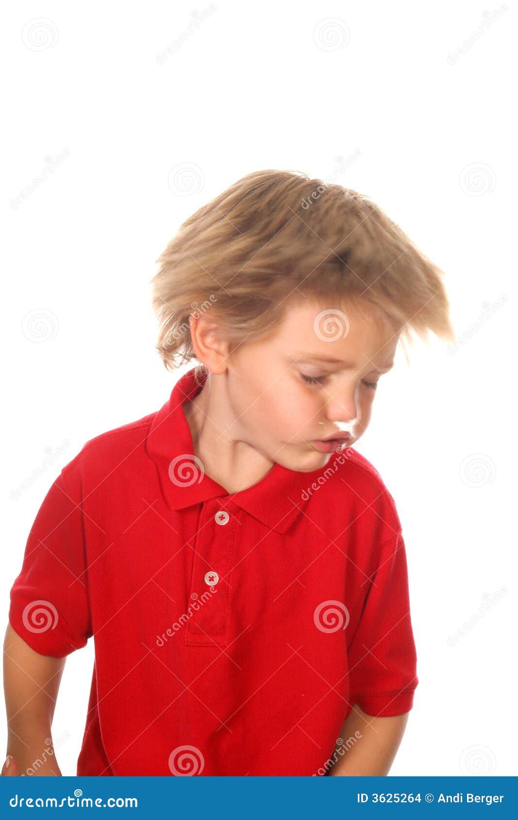 Sharp Focus on Shirt, Child Shaking His Head Stock Photo - Image of ...