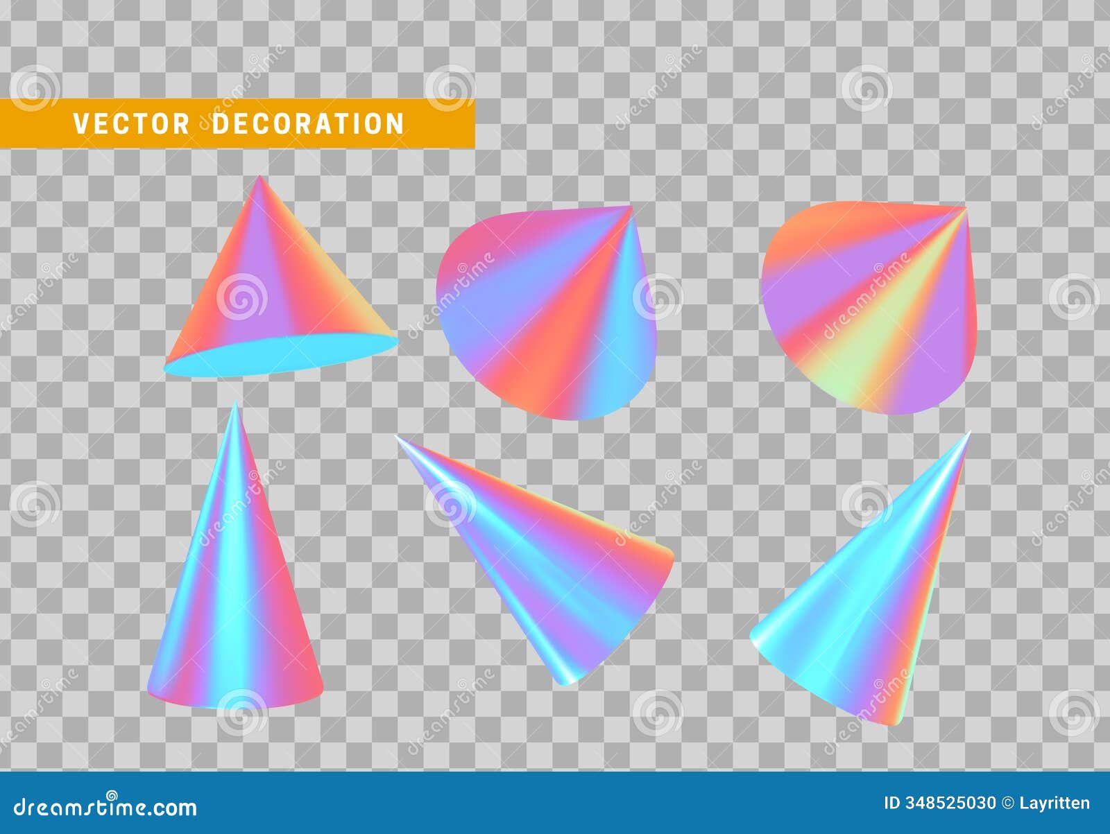 Sharp Geometric Cone Cast Volumetric. Set 3d Holographic Geometric ...