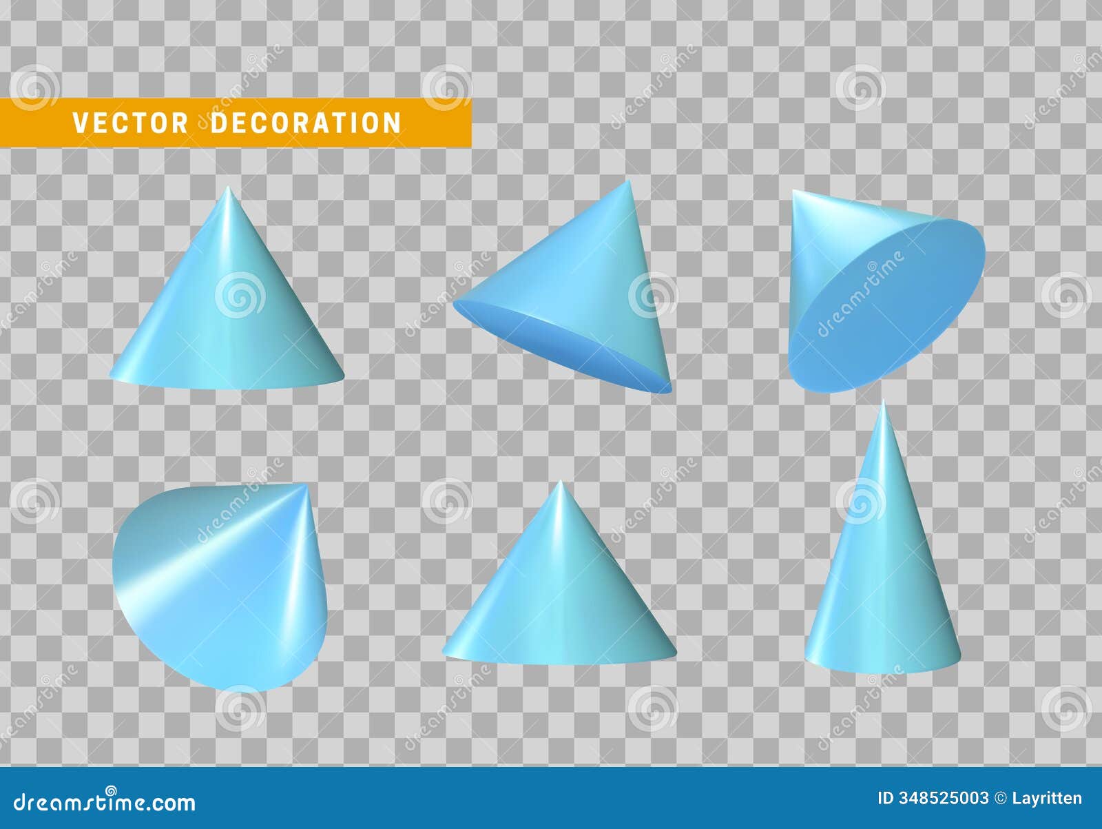 Sharp Geometric Cone Cast Volumetric. Set 3d Geometric Shapes Objects ...