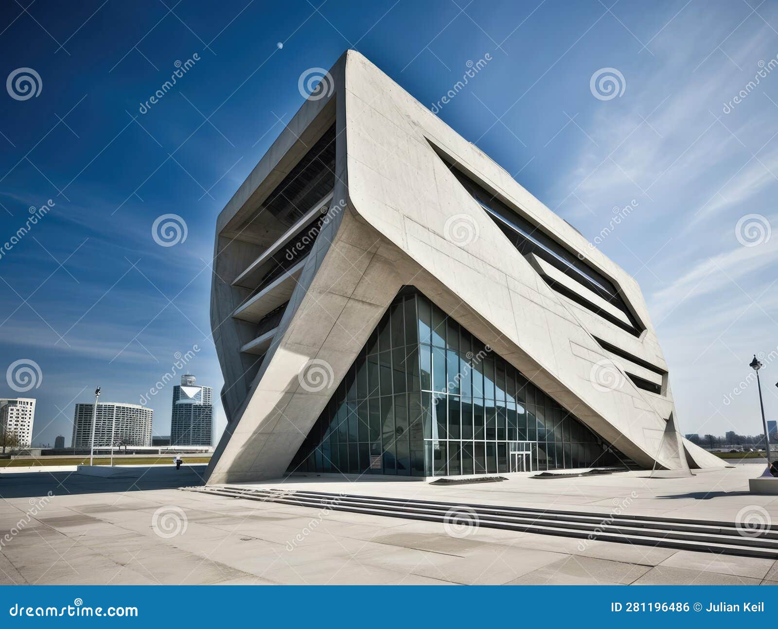 Sharp Geometric Minimalist Building in the Future Stock Illustration ...