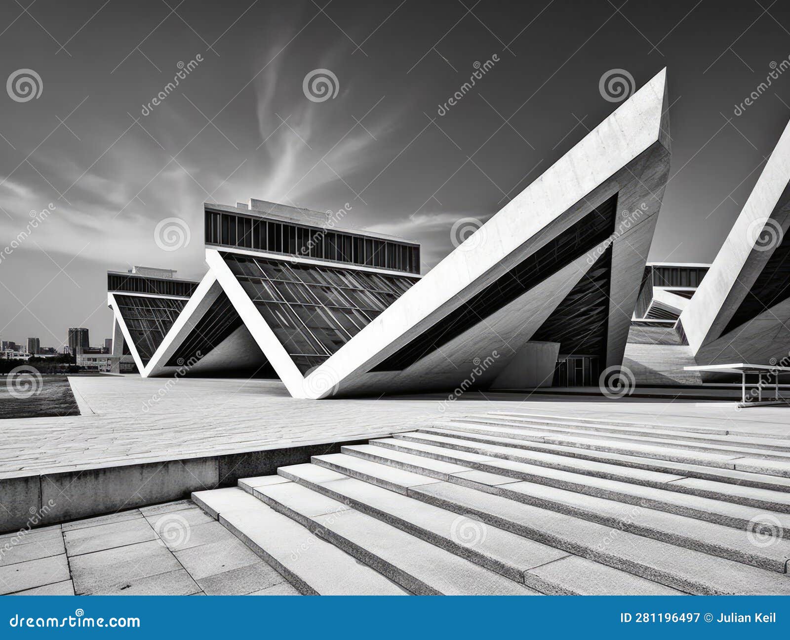 Sharp Geometric Minimalist Building in the Future Stock Illustration ...