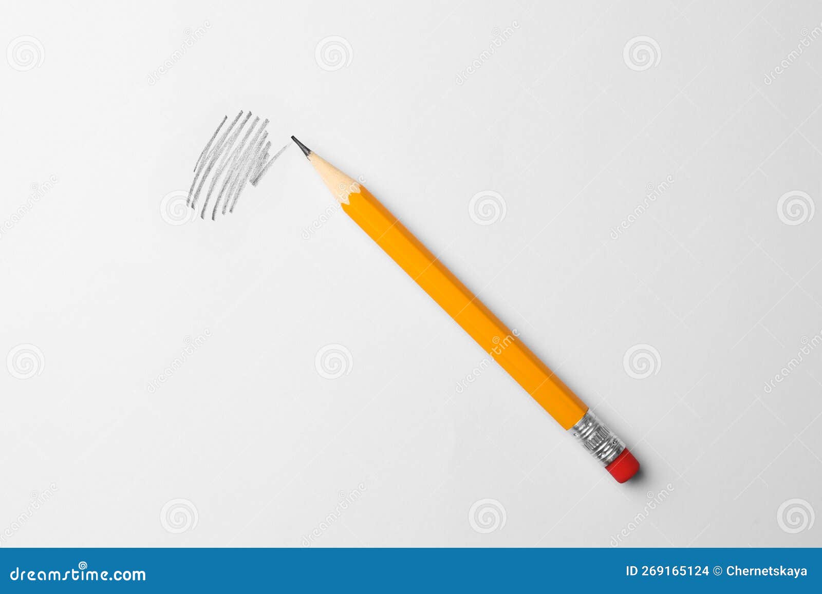 Sharp Graphite Pencil with Eraser and Hand Drawn Scribble on White ...