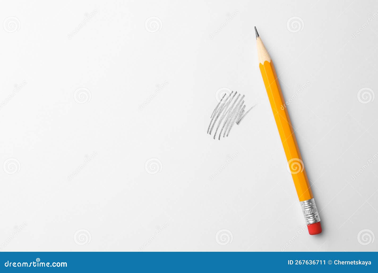 Sharp Graphite Pencil with Eraser and Hand Drawn Scribble on White ...