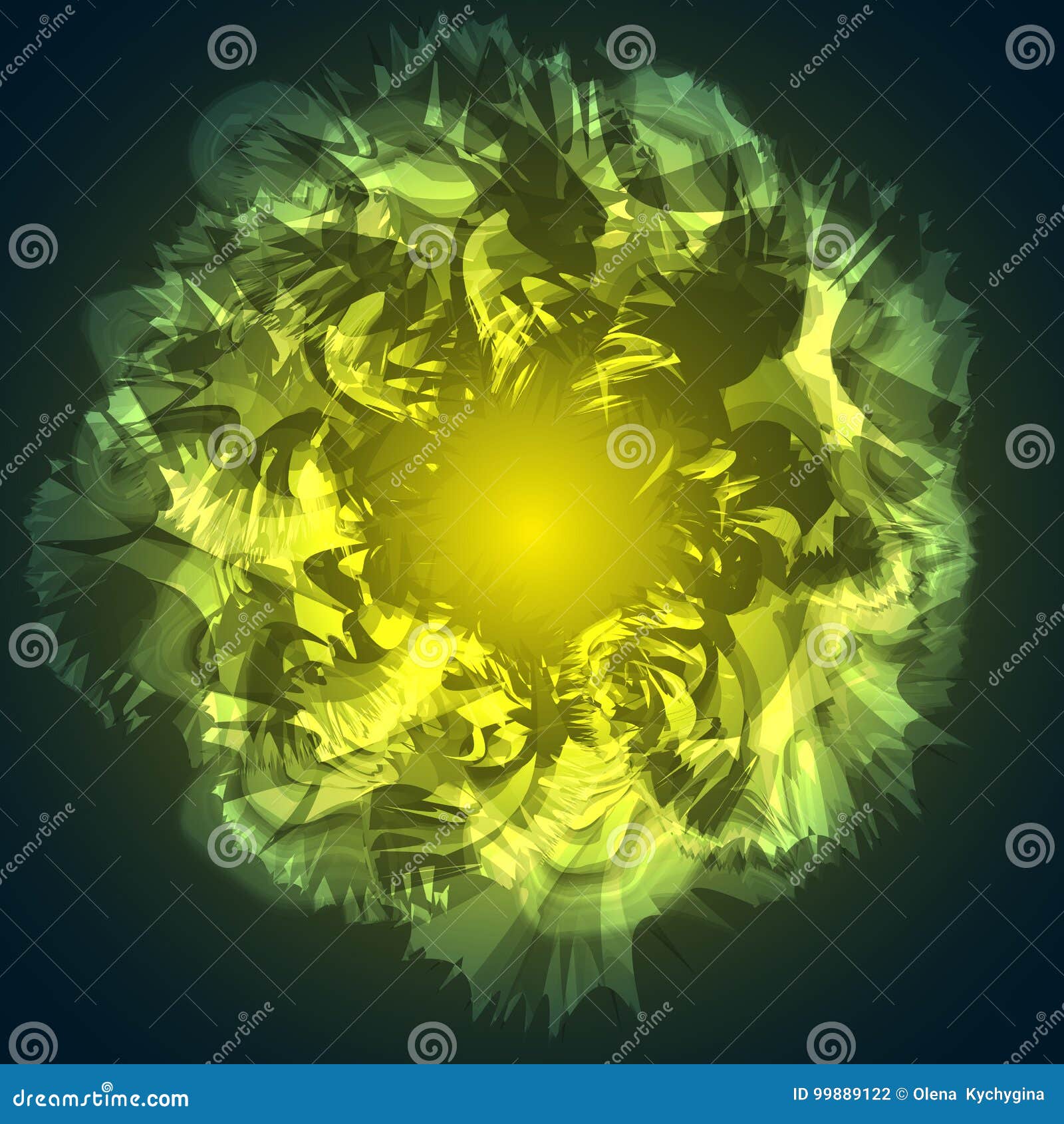 Sharp Green Explosion, Fractal Object Stock Illustration - Illustration ...