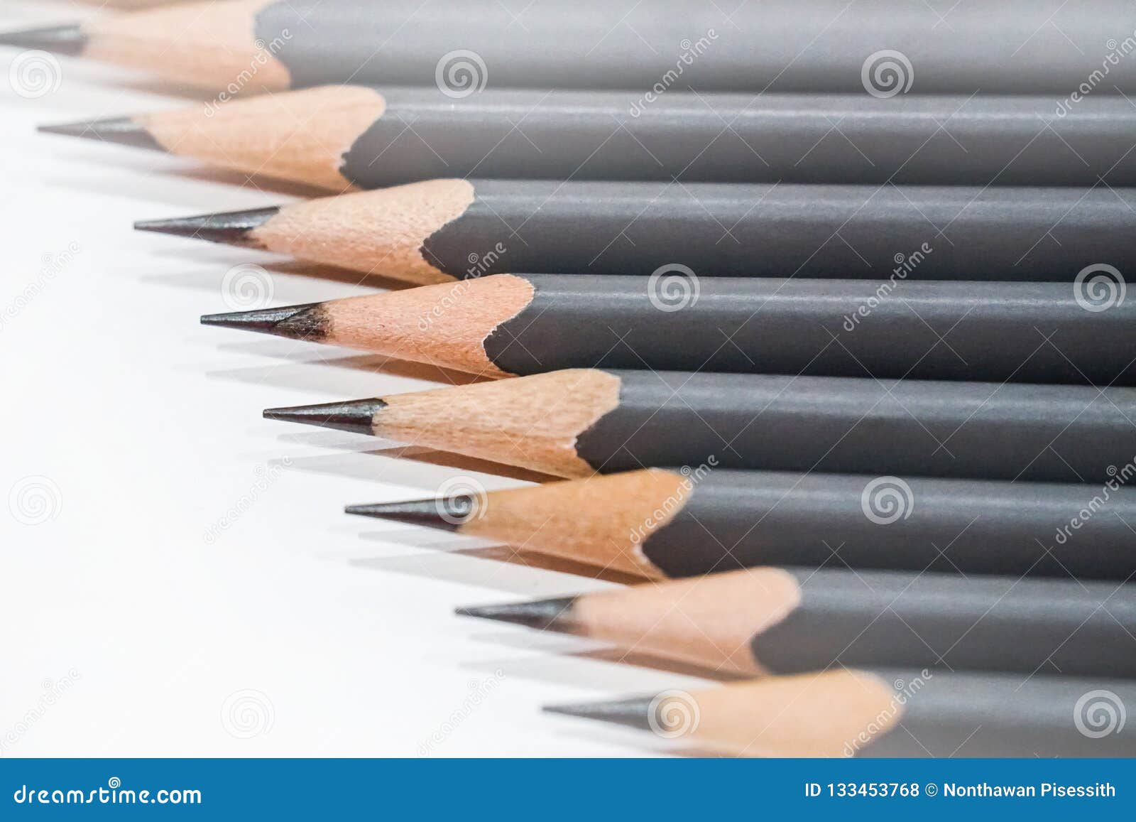Sharp Grey Pencils on White Table Background Stock Photo - Image of ...