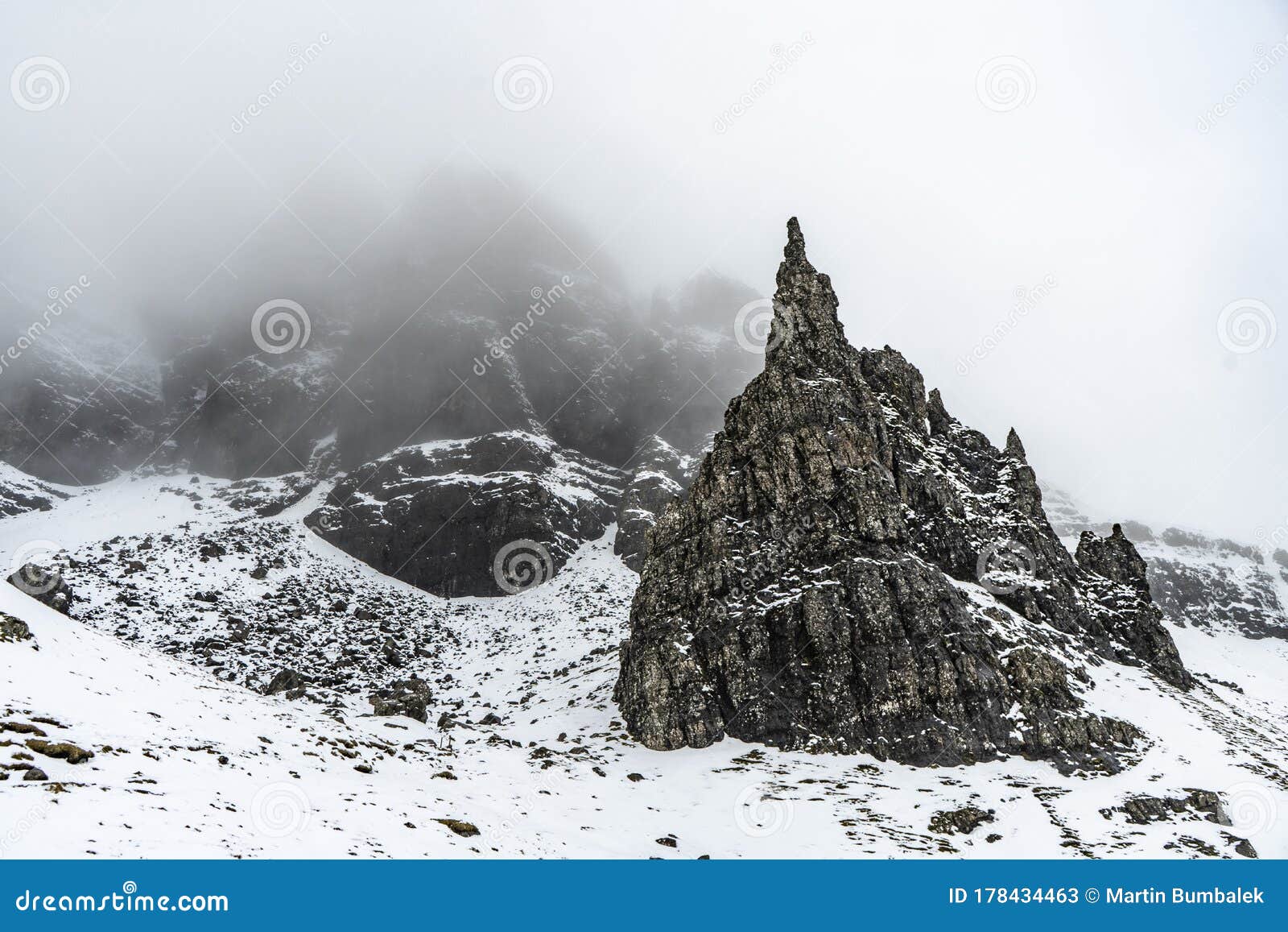 Sharp and High Rock Covered by Mist Stock Image - Image of destination ...