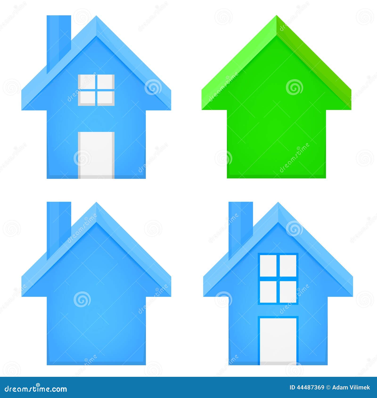 Sharp House 3D Icon Set Isolated Stock Vector - Illustration of door ...