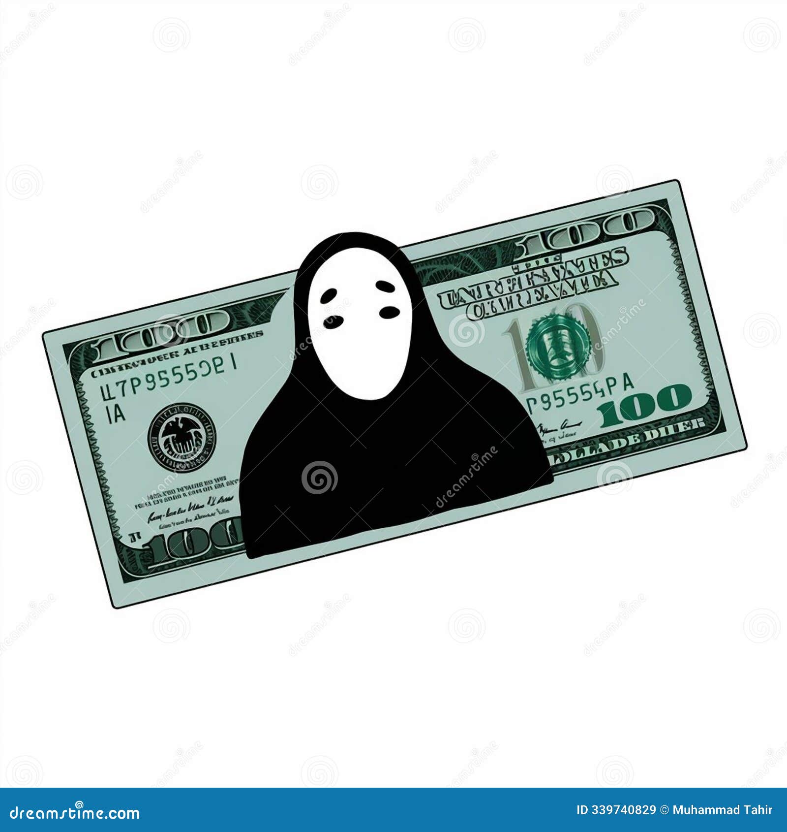 Creative 100 Dollar Bill Front: Faceless Design Template Stock ...