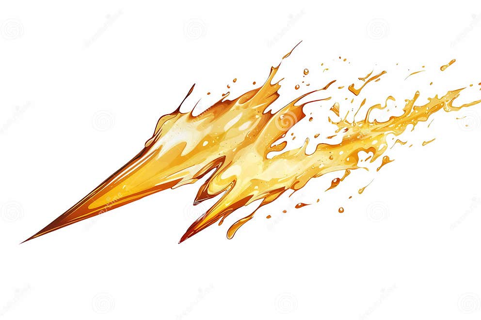 A Sharp, Jagged Oil Splash Creating a Lightning Bolt Shape, Isolated on ...