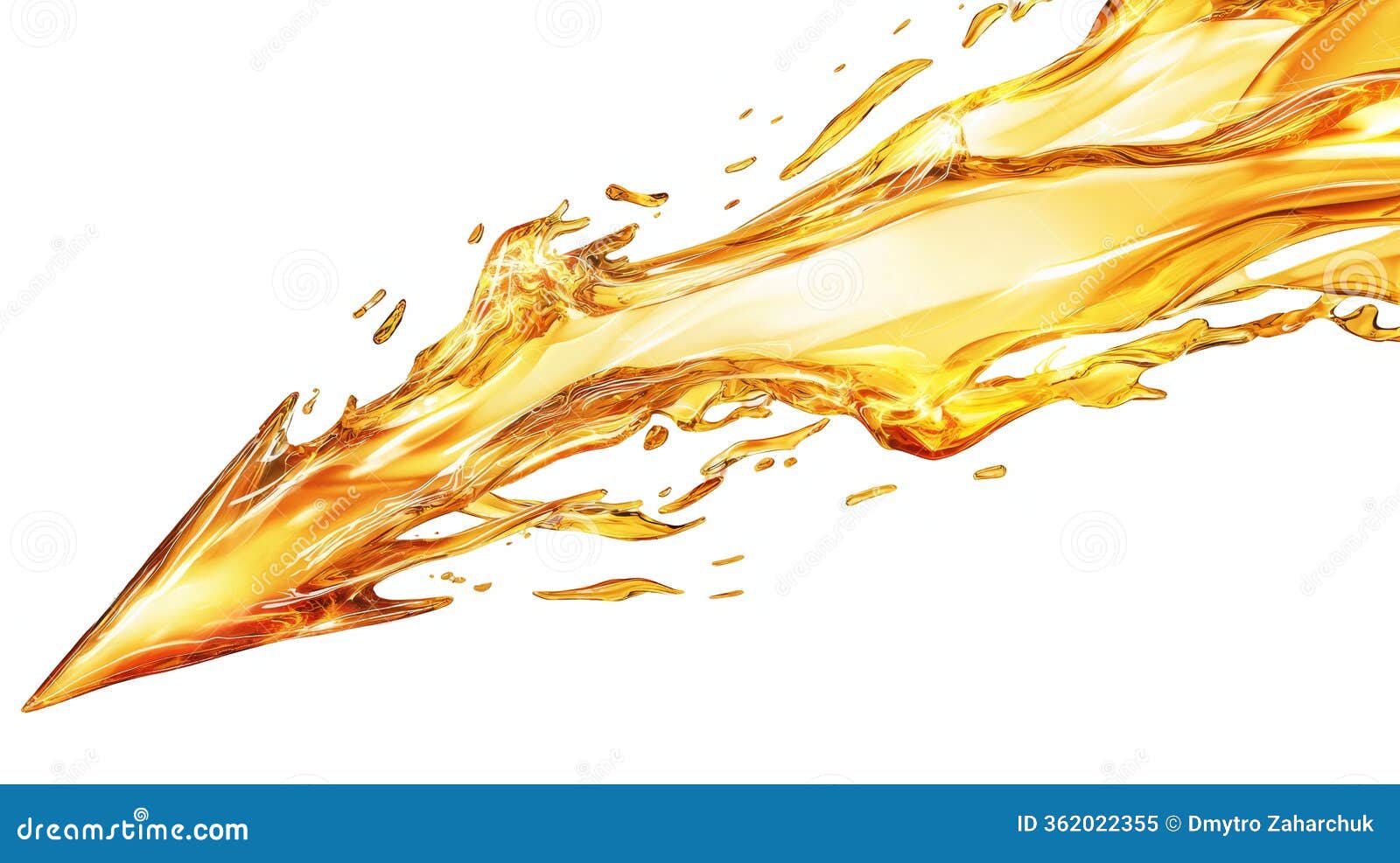 A Sharp, Jagged Oil Splash Creating a Lightning Bolt Shape, Isolated on ...