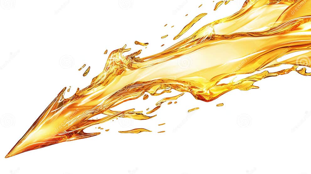 A Sharp, Jagged Oil Splash Creating a Lightning Bolt Shape, Isolated on ...