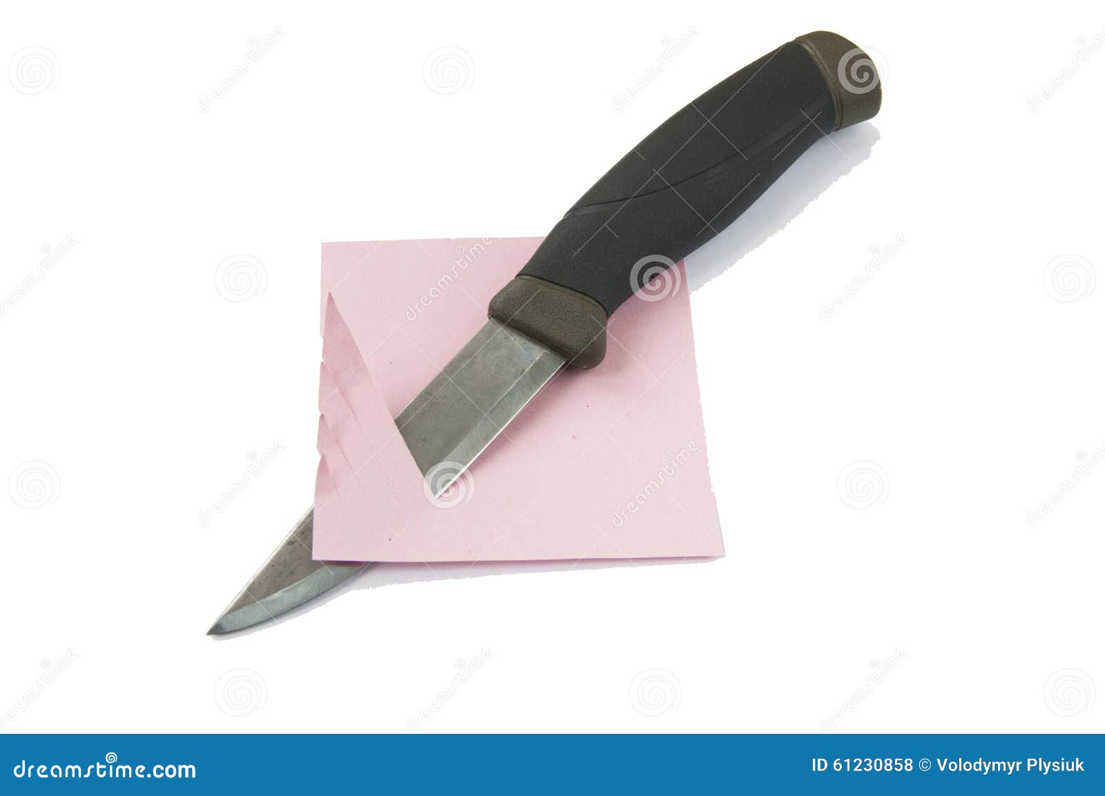 A Sharp Knife Cut Pink Paper, Isolate on a White Background Stock Photo ...